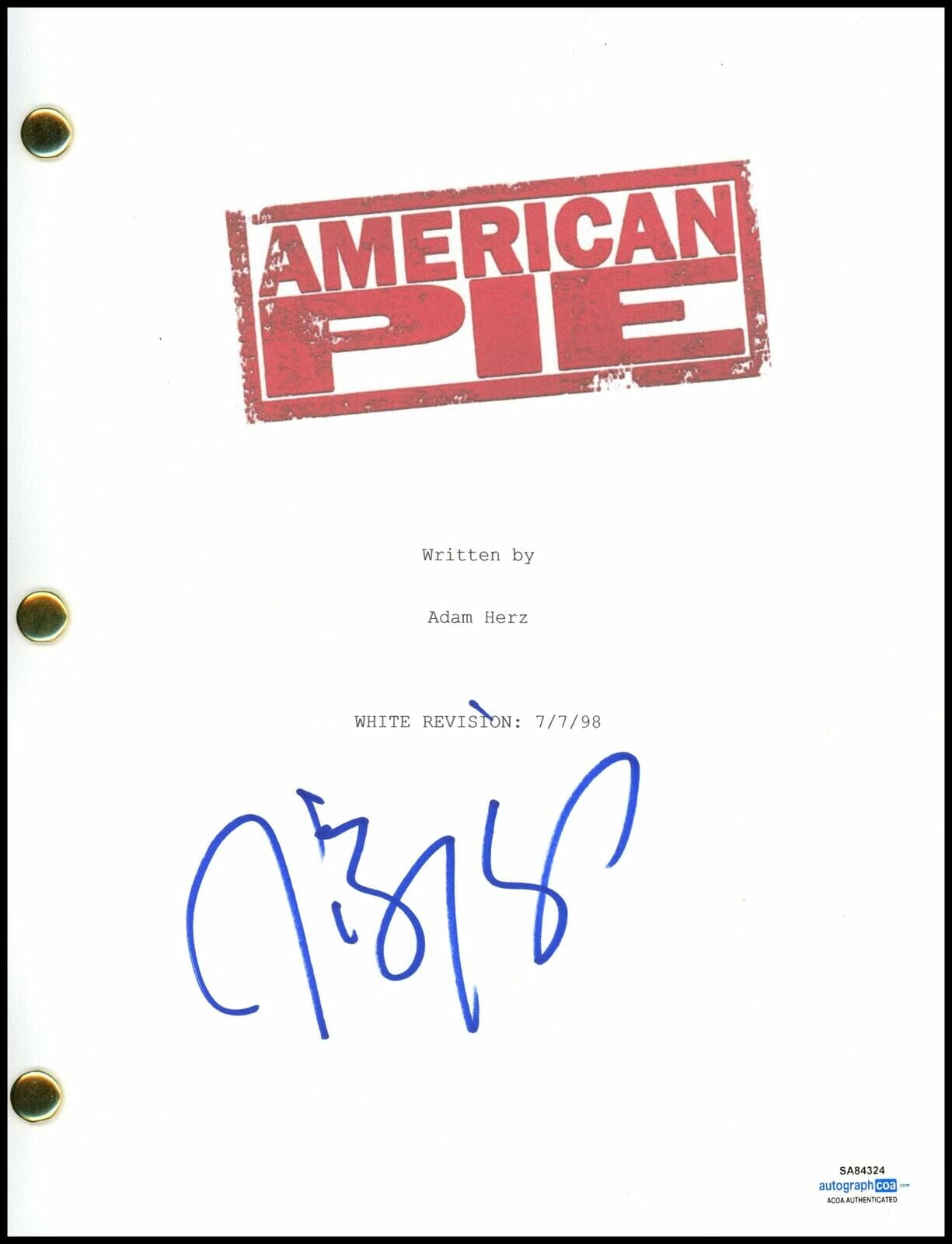 Jason Biggs "American Pie" AUTOGRAPH Signed Full Complete Script ...