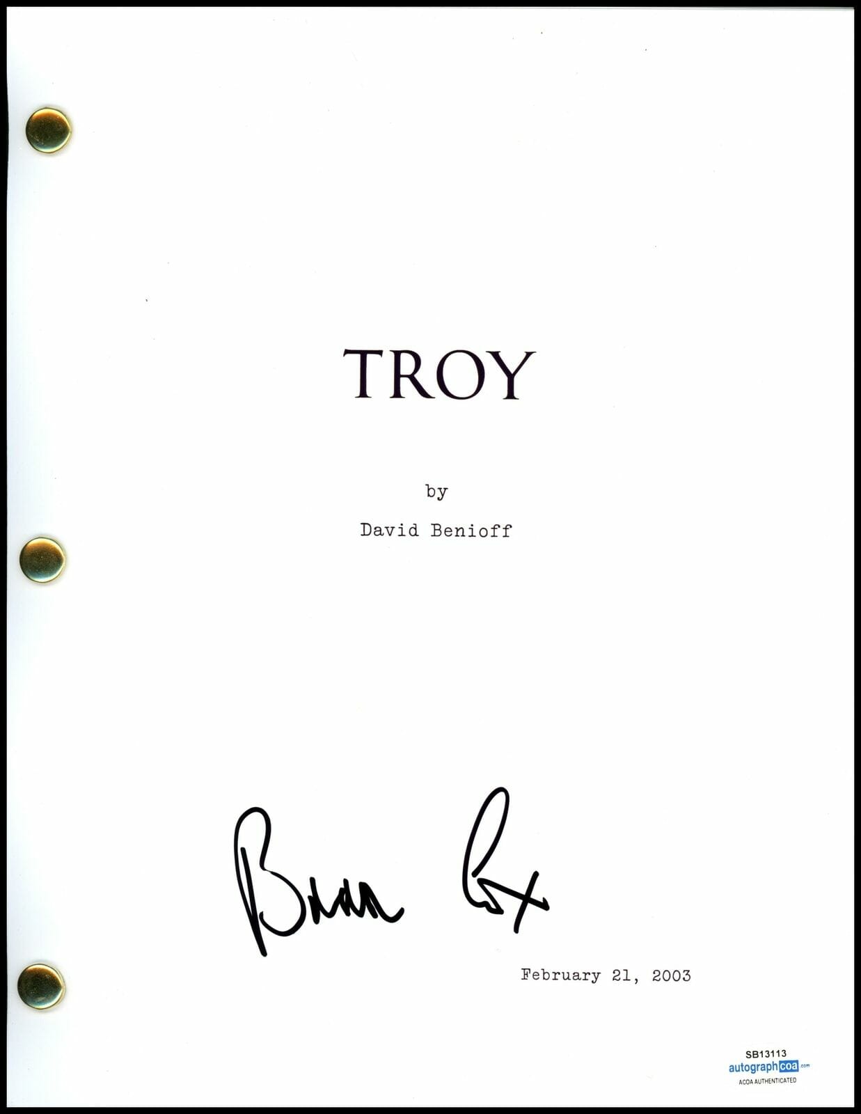 Brian Cox "Troy" AUTOGRAPH Signed 'Agamemnon' Complete Script ...