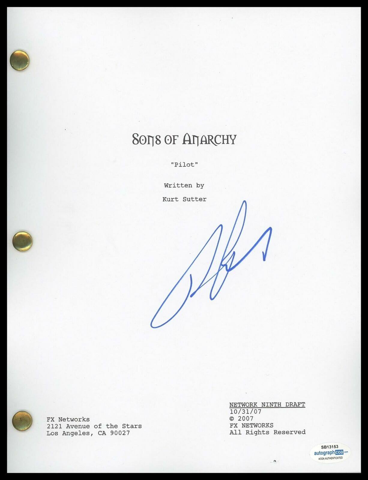 Ron Perlman "Sons of Anarchy" AUTOGRAPH Signed Full Pilot Episode ...