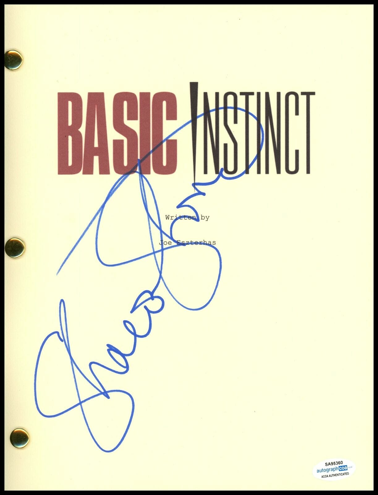 Sharon Stone "Basic Instinct" AUTOGRAPH Signed Complete Script ...