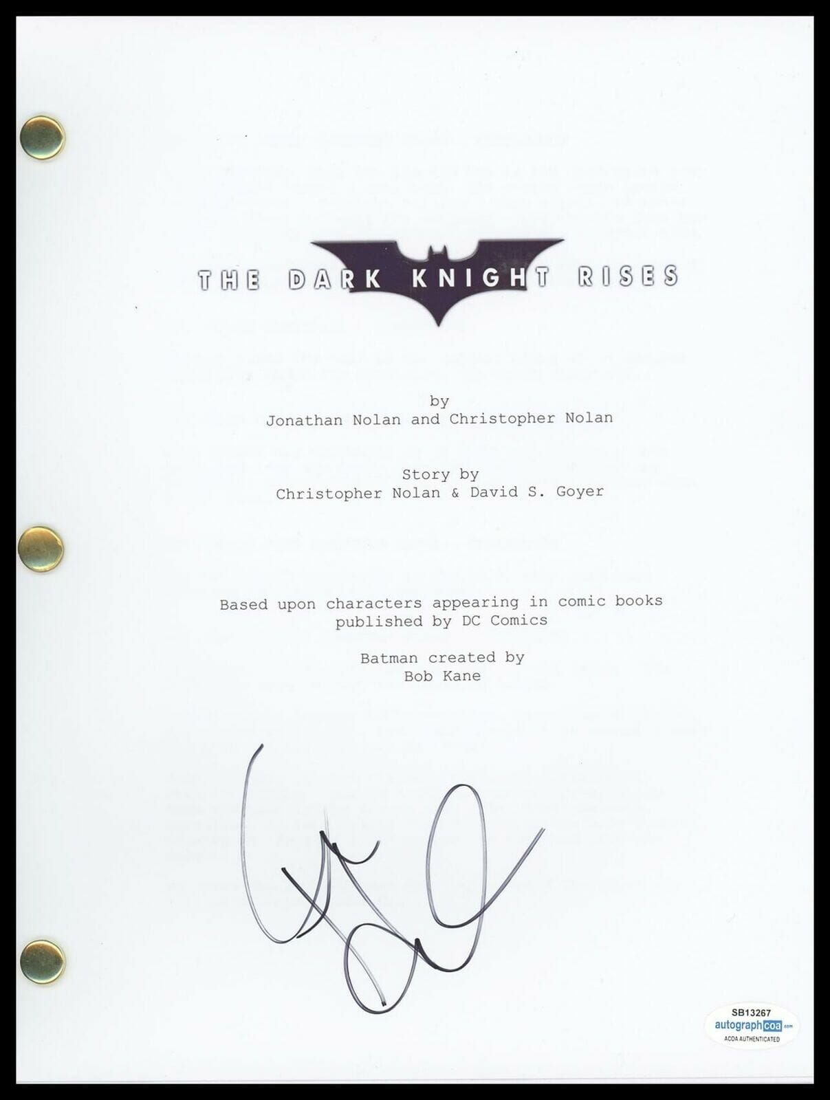 Anne Hathaway "The Dark Knight Rises" AUTOGRAPH Signed Script ...