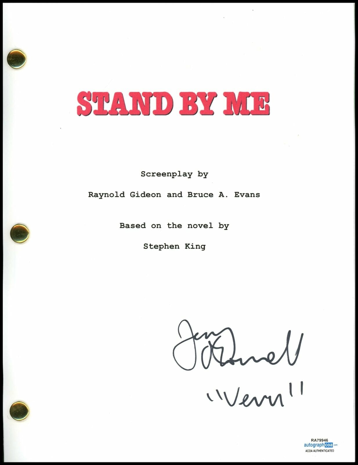 Jerry O'Connell "Stand by Me" AUTOGRAPH Signed Complete Script ...