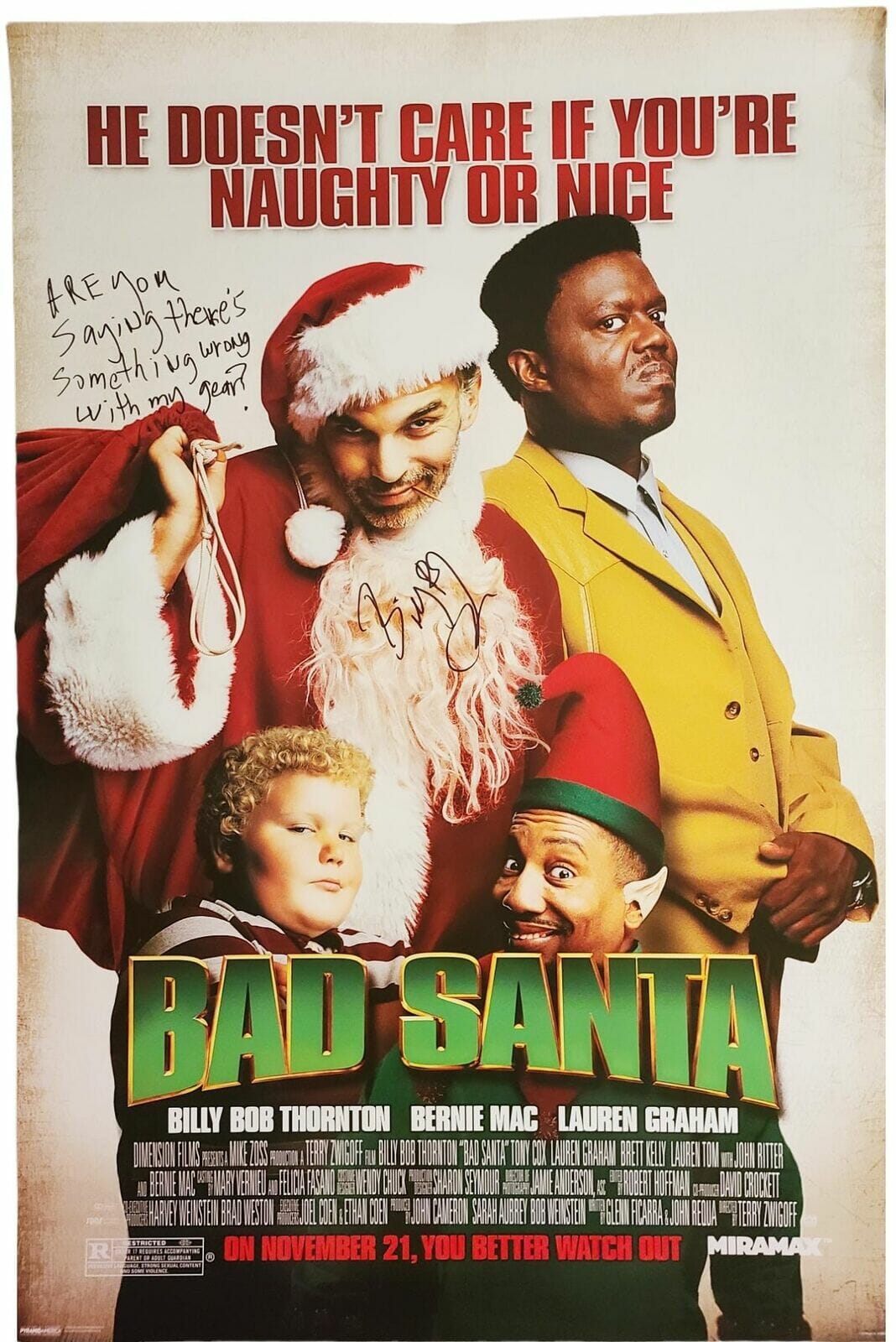 Billy Bob Thornton Signed Bad Santa Poster w Movie Quote Exact Proof ...