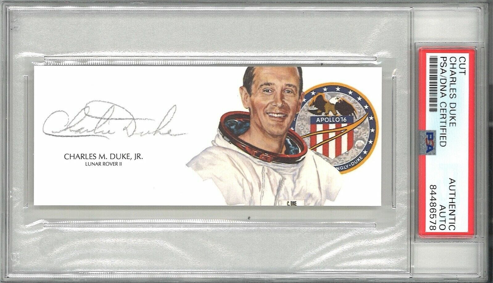 CHARLIE DUKE SIGNED CUT SIGNATURE PSA DNA 84486578 APOLLO 16 MOONWALKER ...
