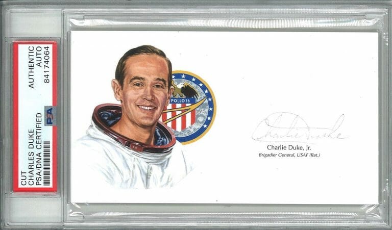 CHARLIE DUKE SIGNED CUT SIGNATURE PSA DNA 84174064 APOLLO 16 MOONWALKER ...