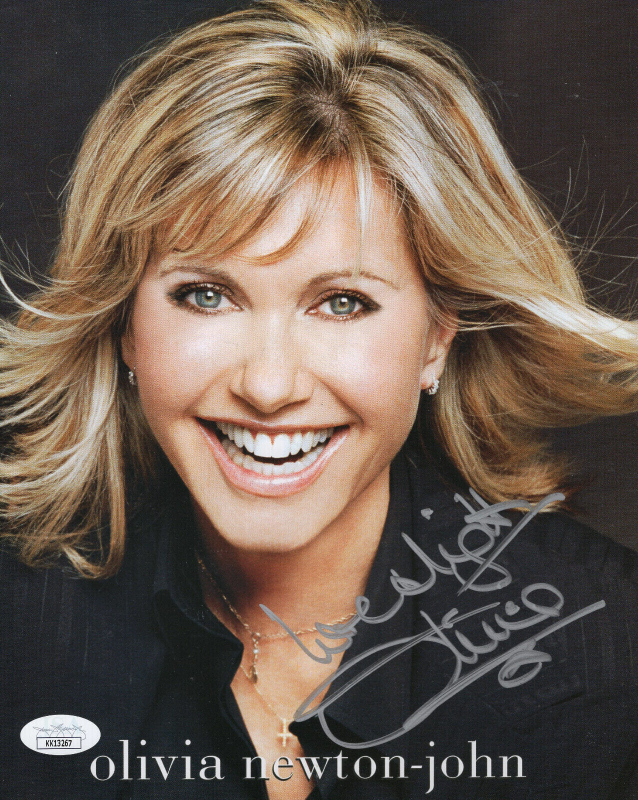 OLIVIA NEWTON JOHN HAND SIGNED 8x10 PHOTO LOVELY POSE+BIG SMILE JSA ...