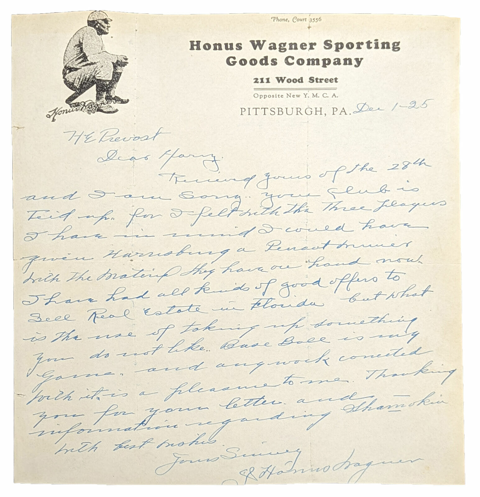 Pirates Honus Wagner Authentic Signed 8.25x9.5 Handwritten Letter PSA # ...