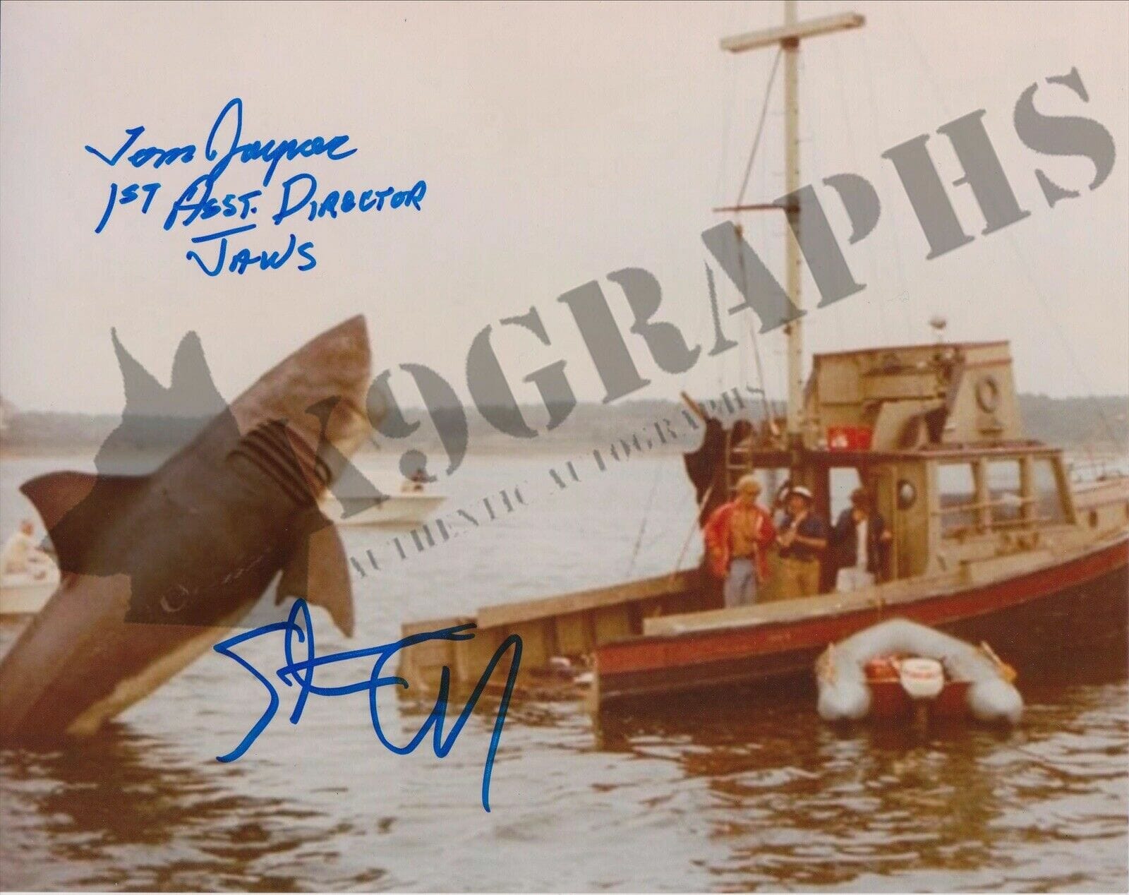 Steven Spielberg & Tom Joyner RARE BTS SIGNED Jaws Autograph SIGNED ...
