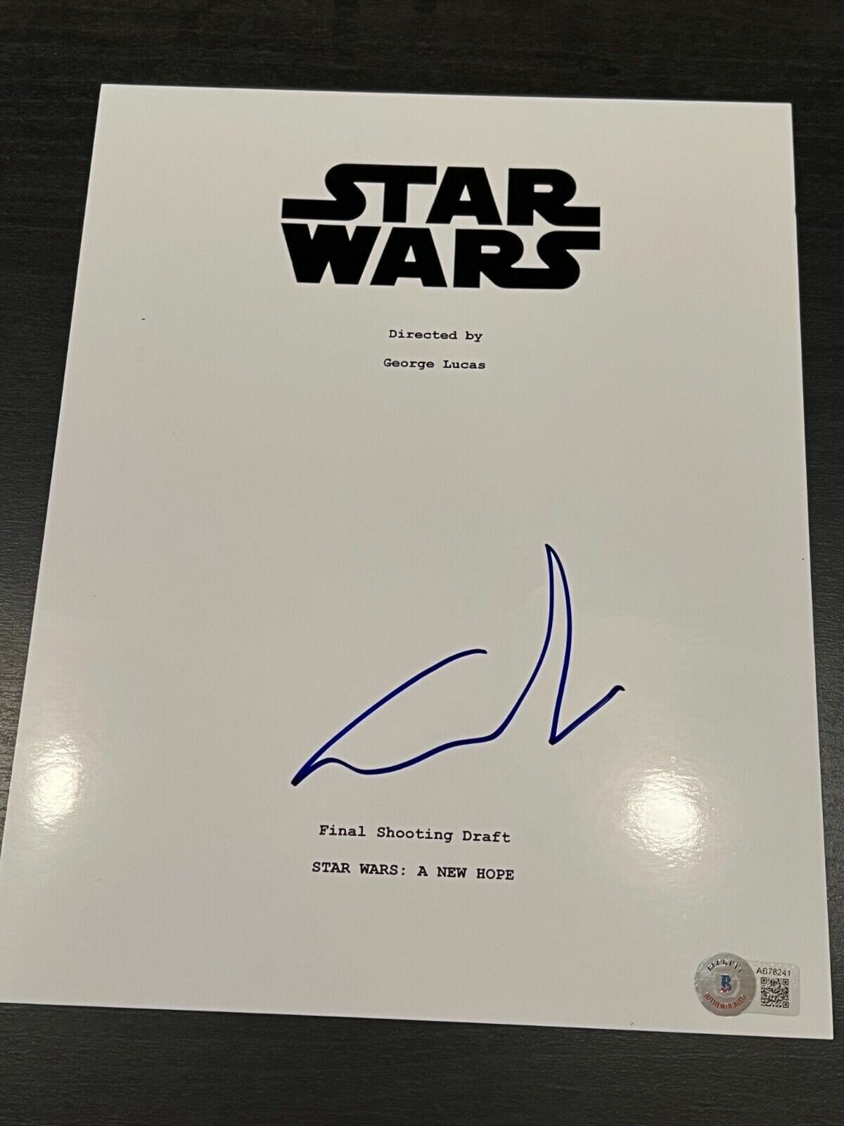 GEORGE LUCAS SIGNED MOVIE SCRIPT STAR WARS NEW HOPE AUTOGRAPH BECKETT ...