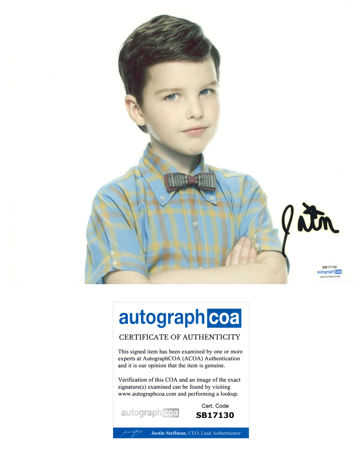 Iain Armitage Signed Autograph 8x10 Photo Young Sheldon Big Bang Theory ...
