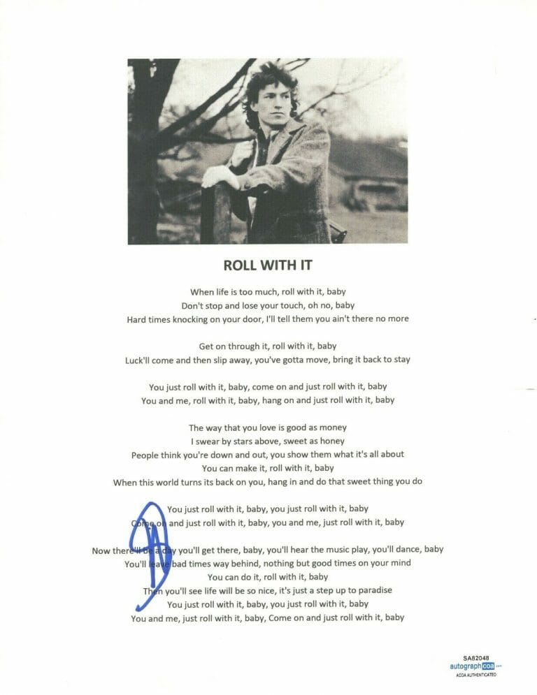 Steve Winwood Signed Autographed Roll With It Song Lyric Sheet ACOA COA ...