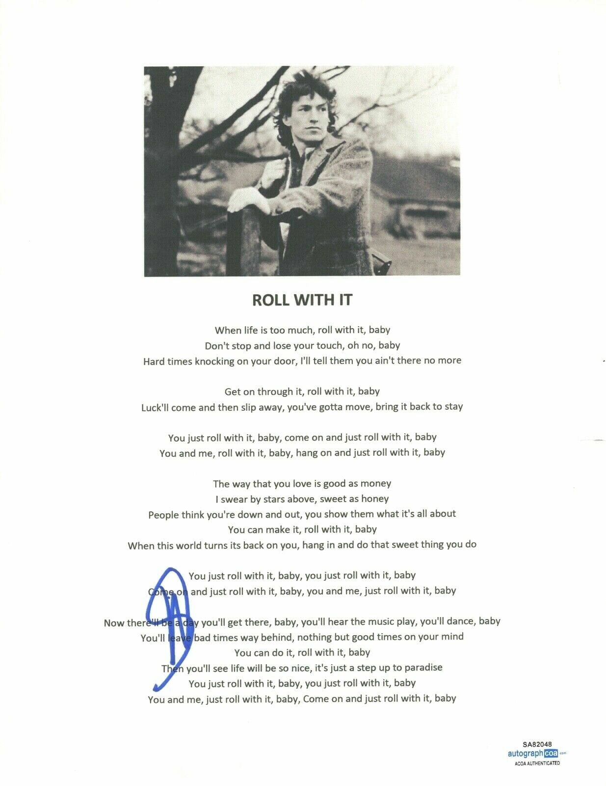 Steve Winwood Signed Autographed Roll With It Song Lyric Sheet ACOA COA ...