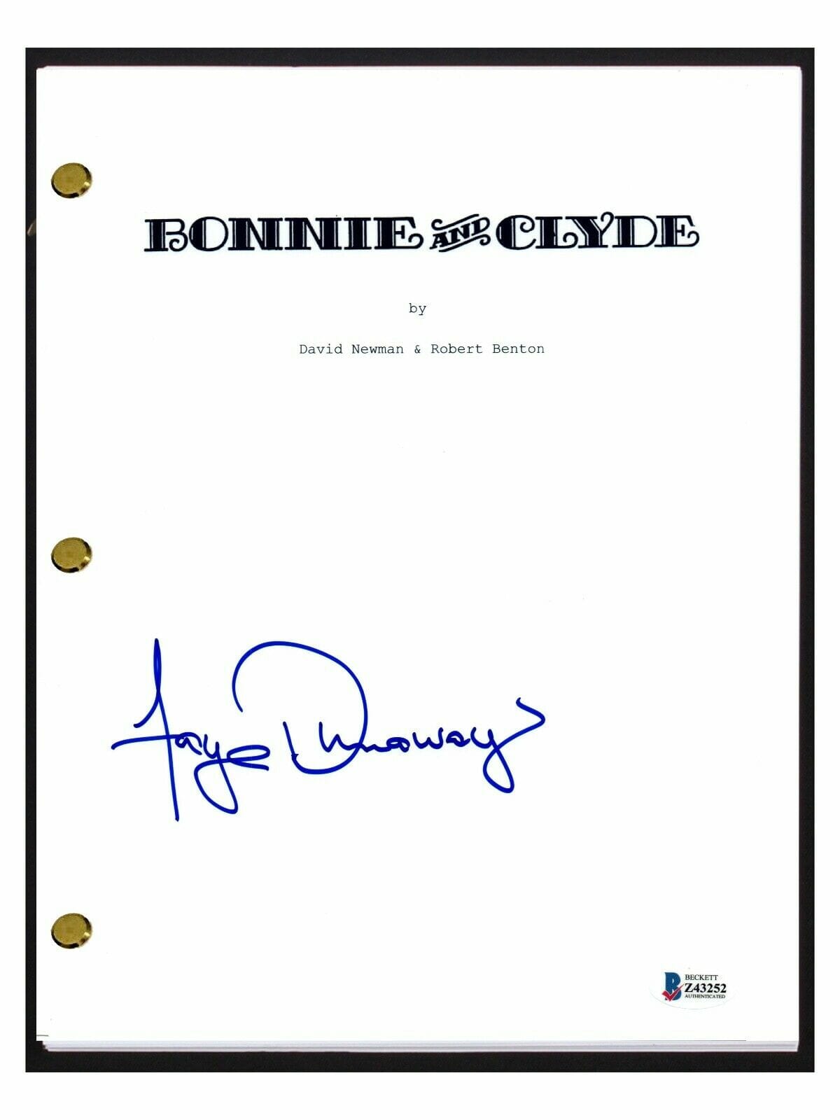 Faye Dunaway Signed Autographed Bonnie and Clyde Movie Script Beckett ...