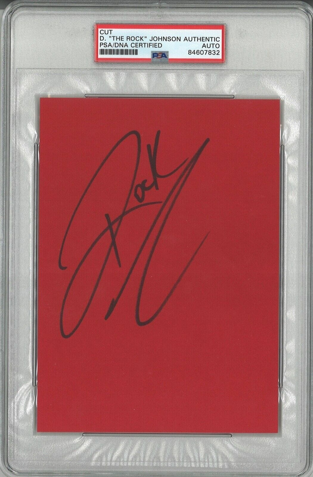 THE ROCK SIGNED LARGE CUT SIGNATURE PSA DNA 84607832 WWE DWAYNE JOHNSON ...