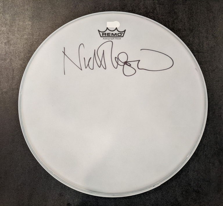 PINK FLOYD NICK MASON signed autographed DRUMHEAD BECKETT (BAS) FULL ...