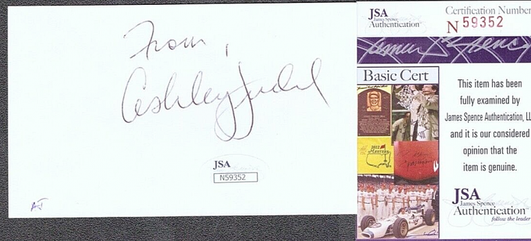 ASHLEY JUDD Signed Autograph 3x5 Card JSA COA UK Basketball | Autographia