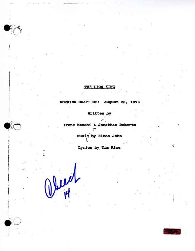 GFA The Lion King Movie * CHEECH MARIN * Signed Full Page Script AD1 ...