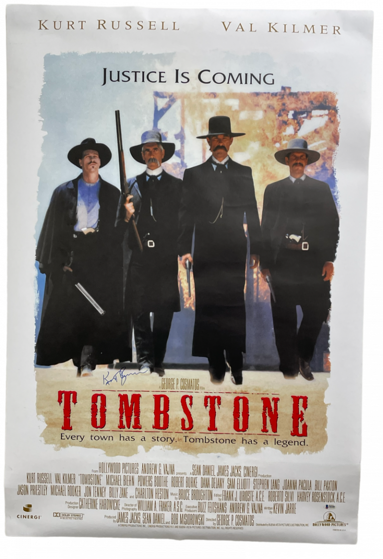 KURT RUSSELL SIGNED TOMBSTONE FULL SIZE MOVIE POSTER AUTHENTIC ...