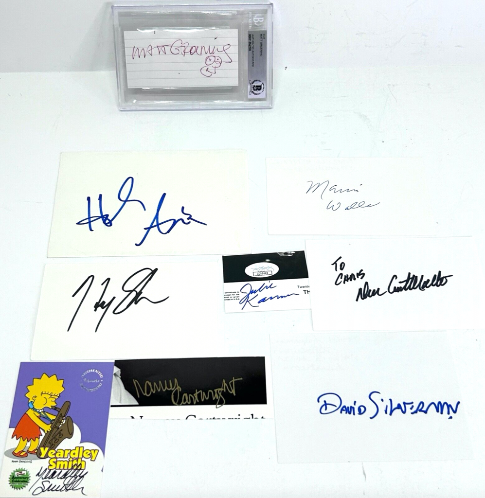 THE SIMPSONS MATT GROENING CARTWRIGHT KAVNER SMITH + 5 Signed Index ...