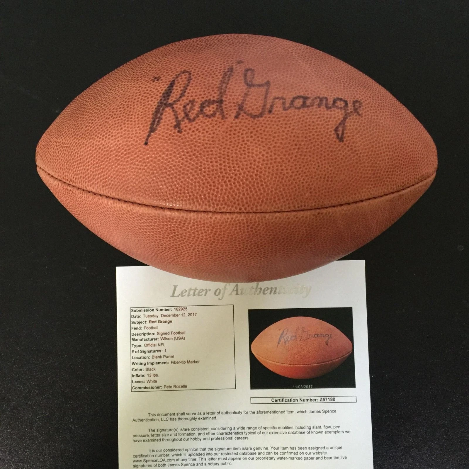Rare Red Grange Signed Autographed Authentic Wilson NFL Football With ...