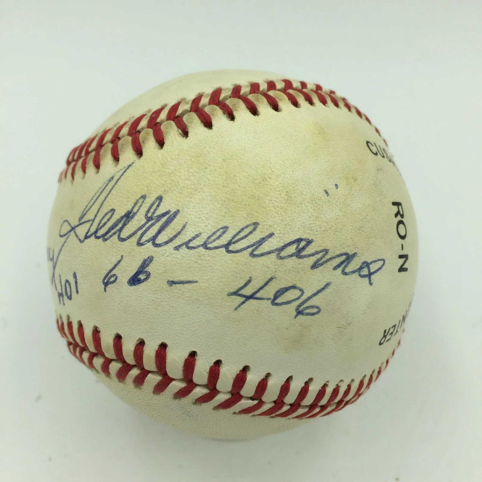 Rare Ted Williams HOF 1966 .406 Batting Ave. Signed Inscribed Baseball ...