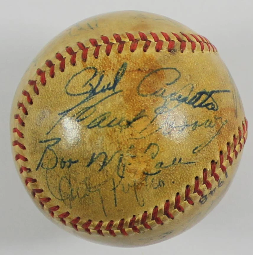 1946 Chicago Cubs Team Signed National League Ford Frick Baseball JSA ...