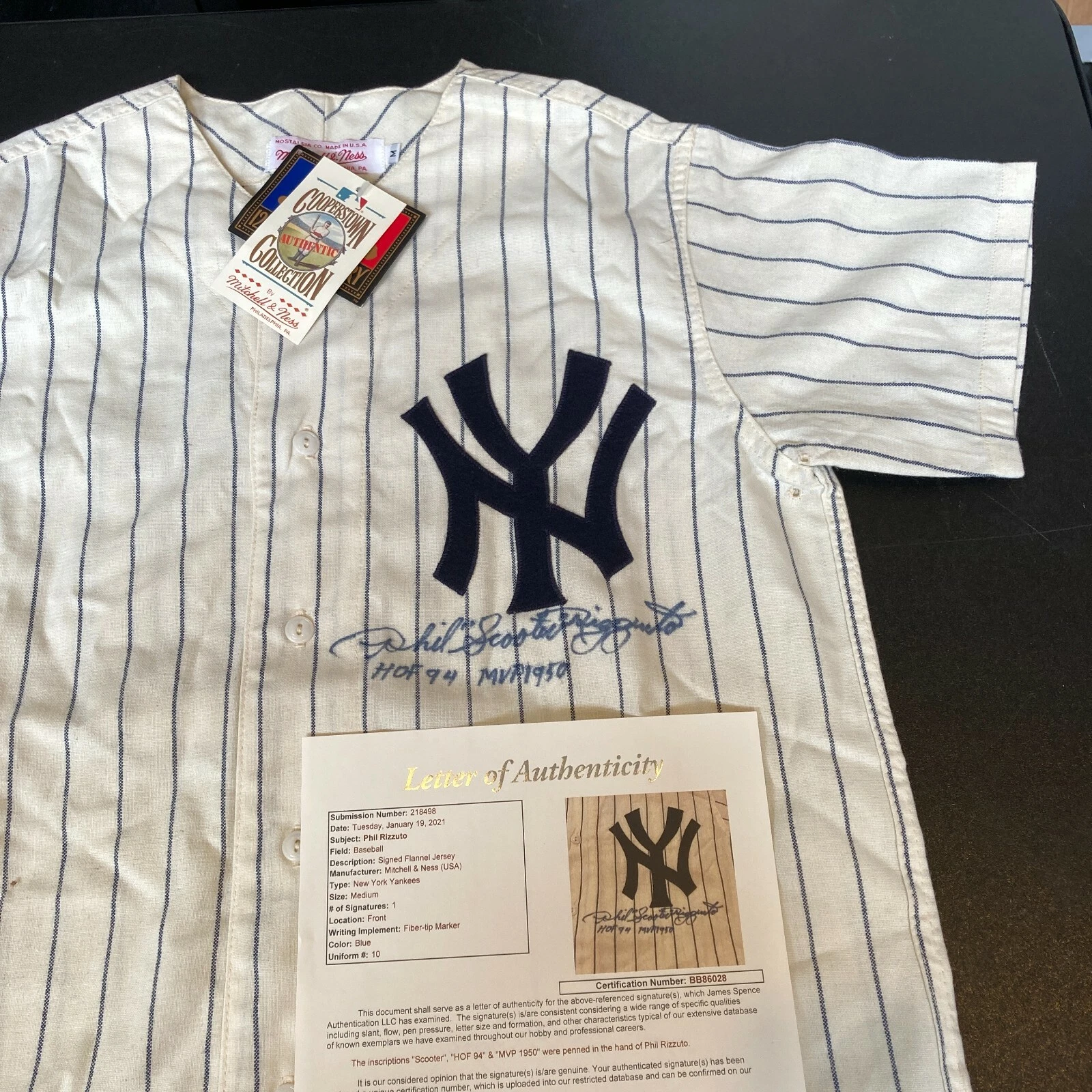 Phil Rizzuto MVP 1950 HOF 1994 Signed New York Yankees Authentic Jersey ...