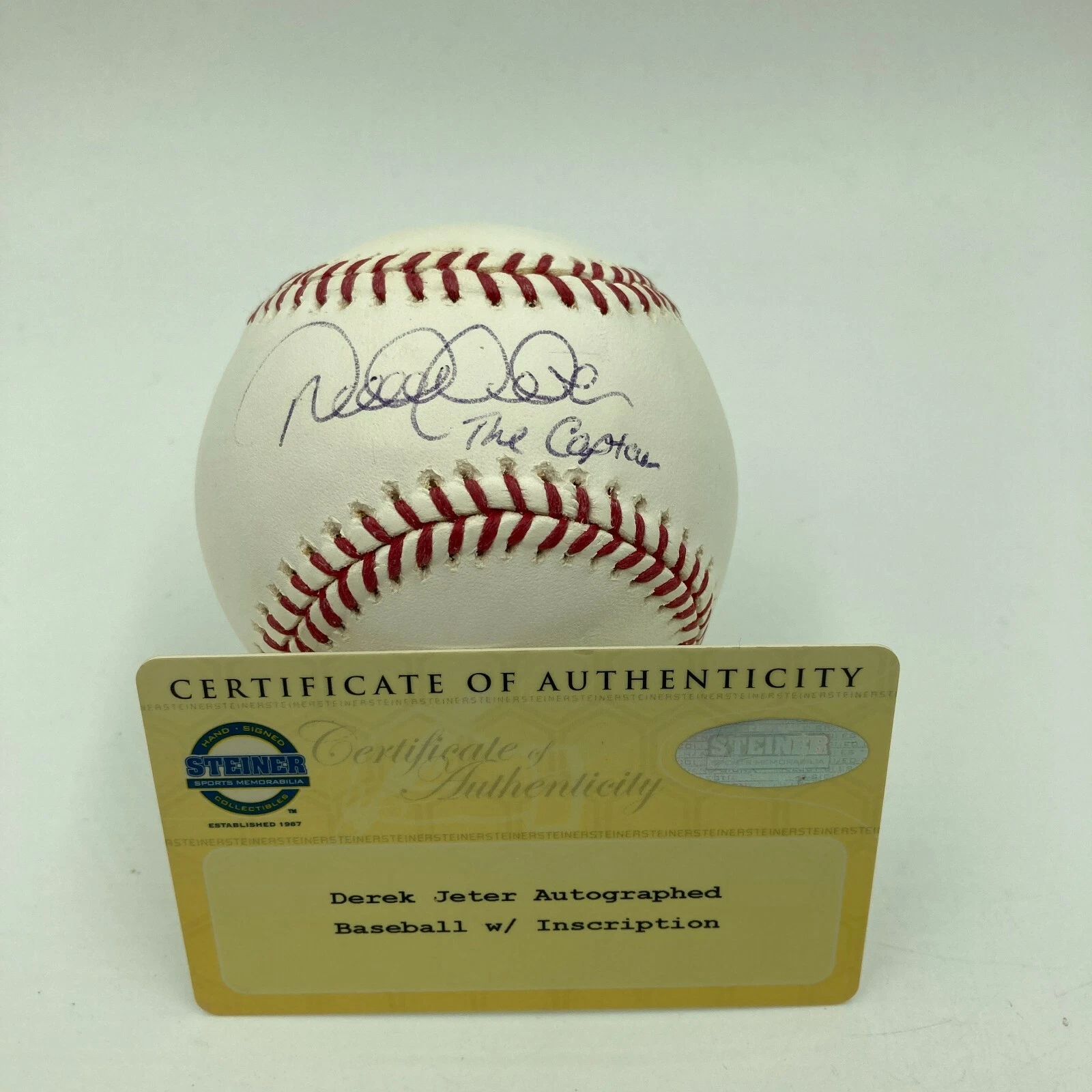 Derek Jeter "The Captain" Signed Inscribed Major League Baseball ...