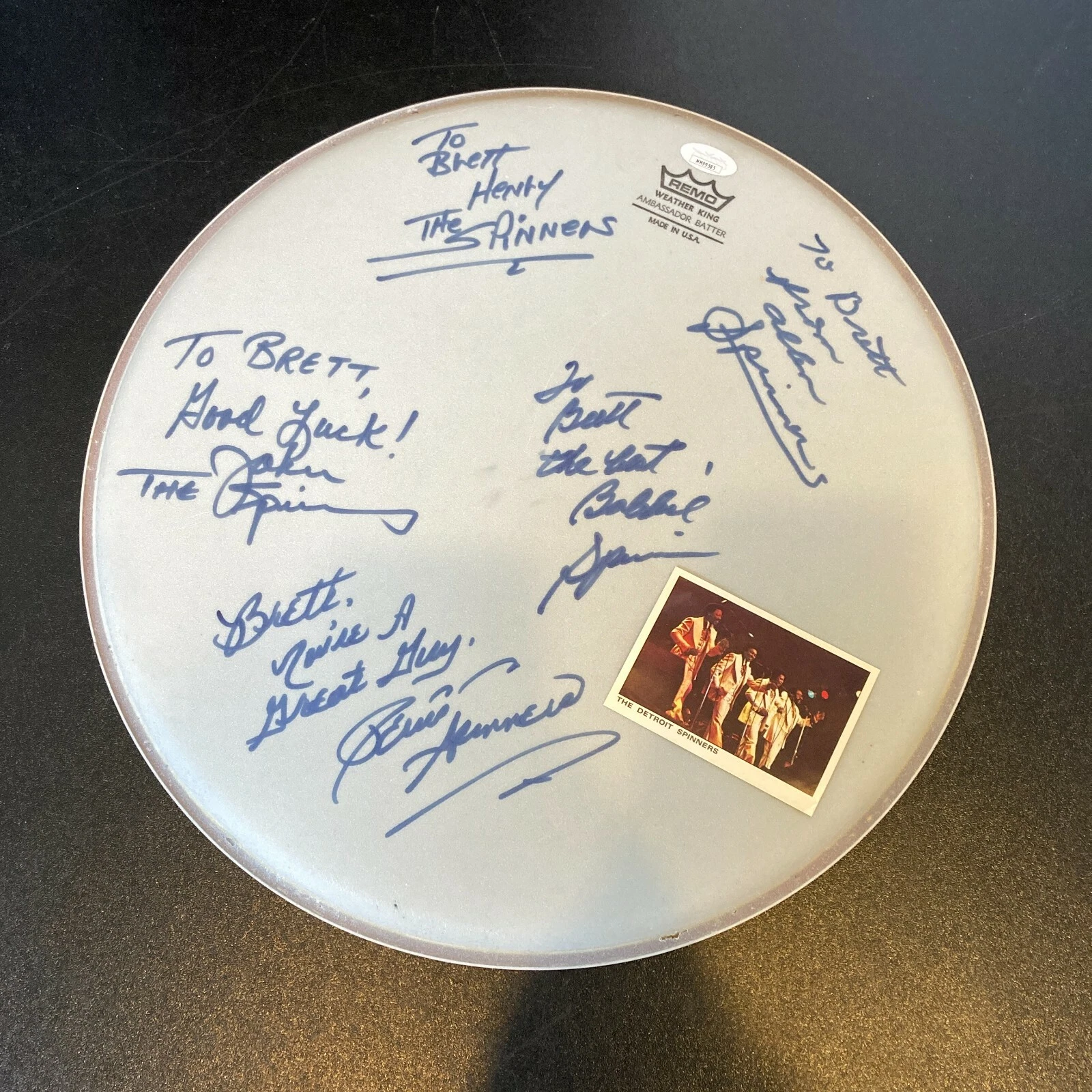The Spinners Band Signed Autographed Drumhead With 5 Signatures JSA COA ...
