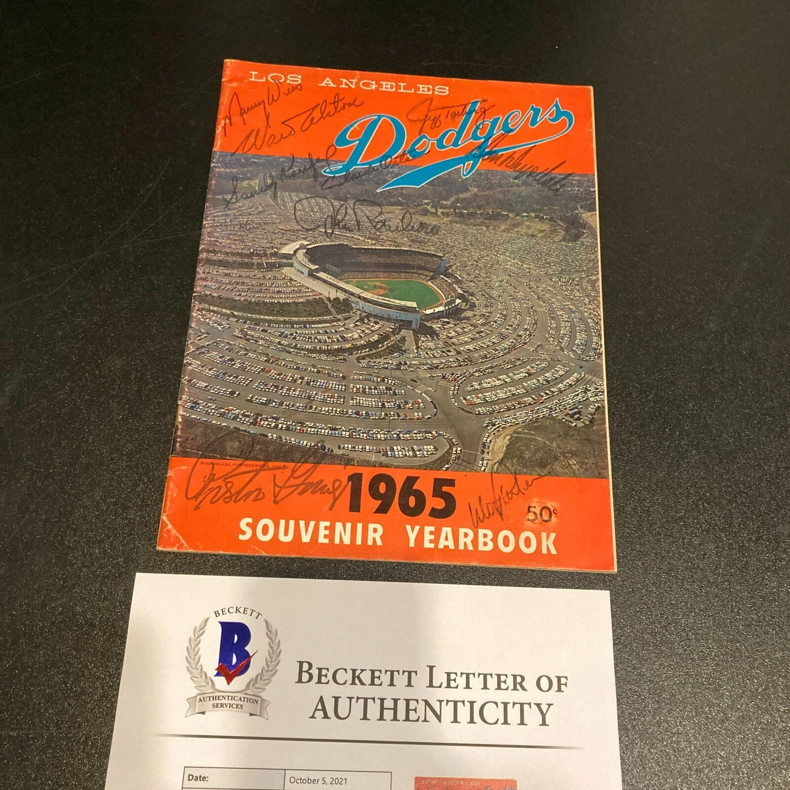 1965 Los Angeles Dodgers World Series Champs Team Signed Program Koufax ...