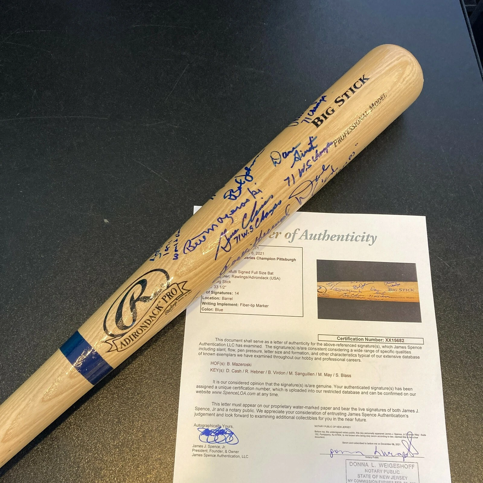 1971 Pittsburgh Pirates World Series Champs Team Signed Baseball Bat ...