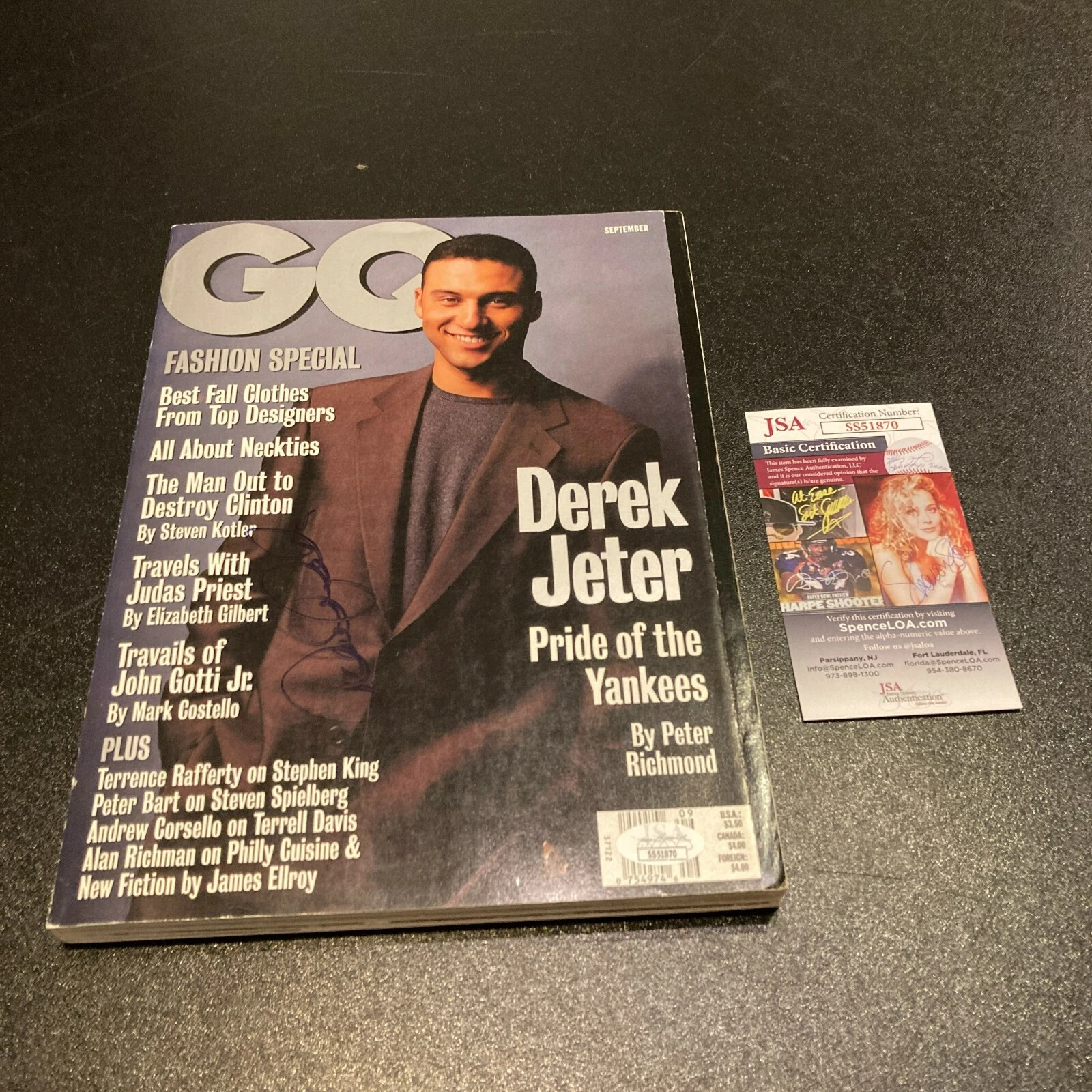 Derek Jeter Signed Autographed 1998 GQ Magazine New York Yankees JSA ...