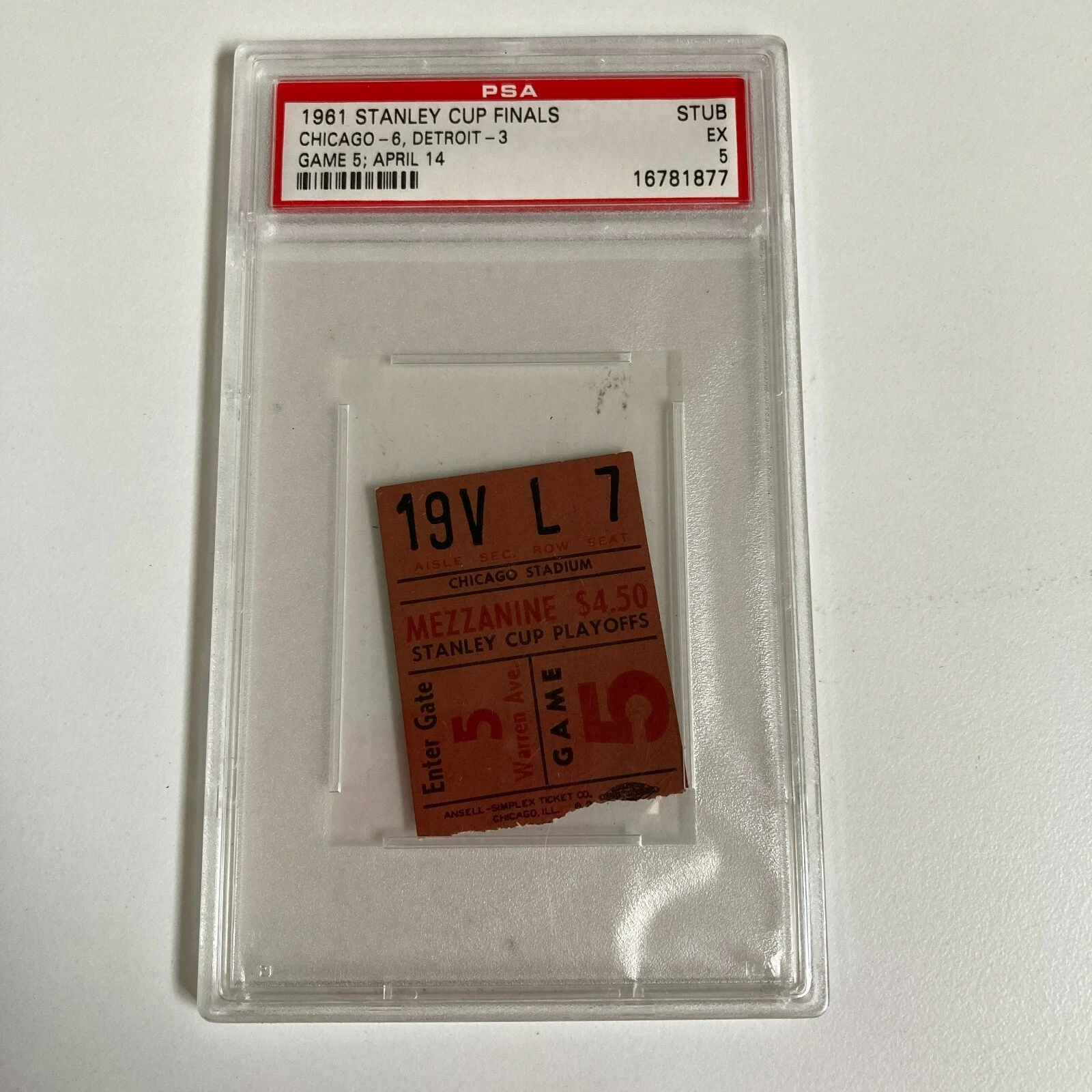 1961 Stanley Cup Finals Game 5 Original Ticket Detroit VS Chicago NHL ...