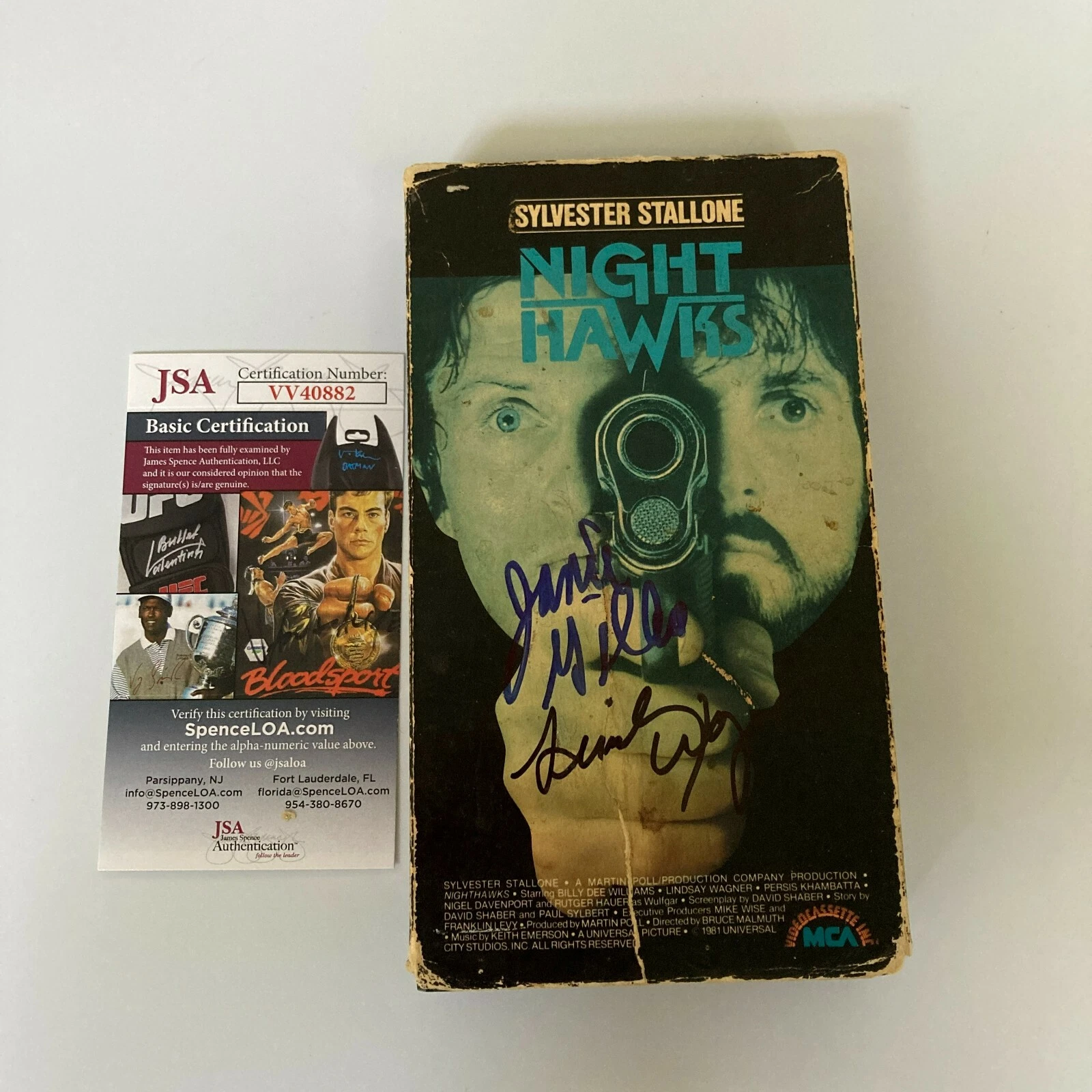 Jamie Gillis & Lindsay Wagner Signed Night Hawks VHS Movie JSA COA ...