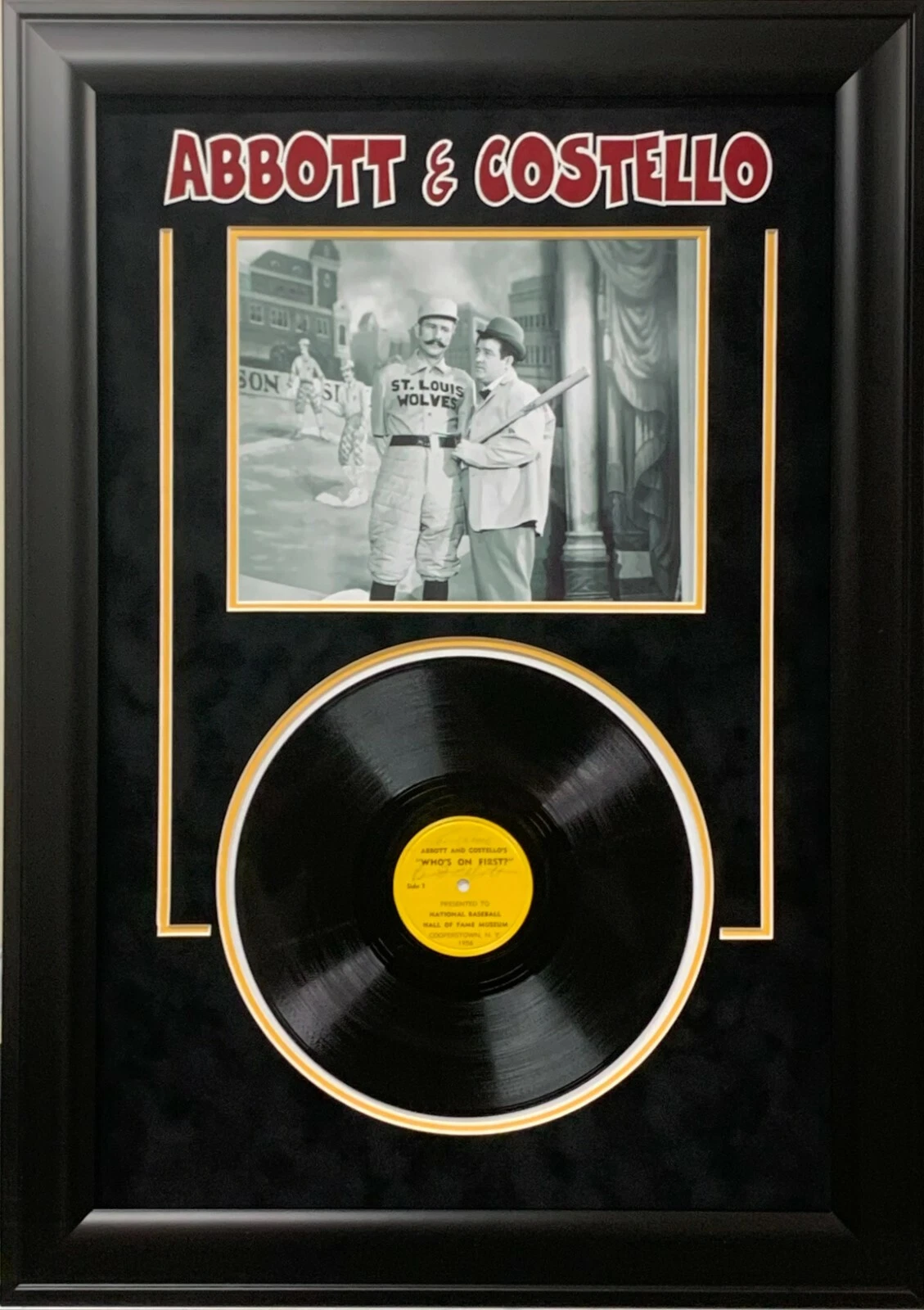 Bud Abbott & Lou Costello Signed Who's On First 1956 LP Record Framed ...