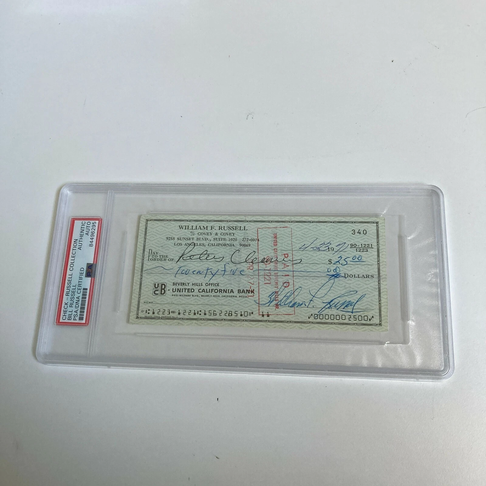 Bill Russell Signed Autographed Bank Check PSA DNA Boston Celtics HOF ...