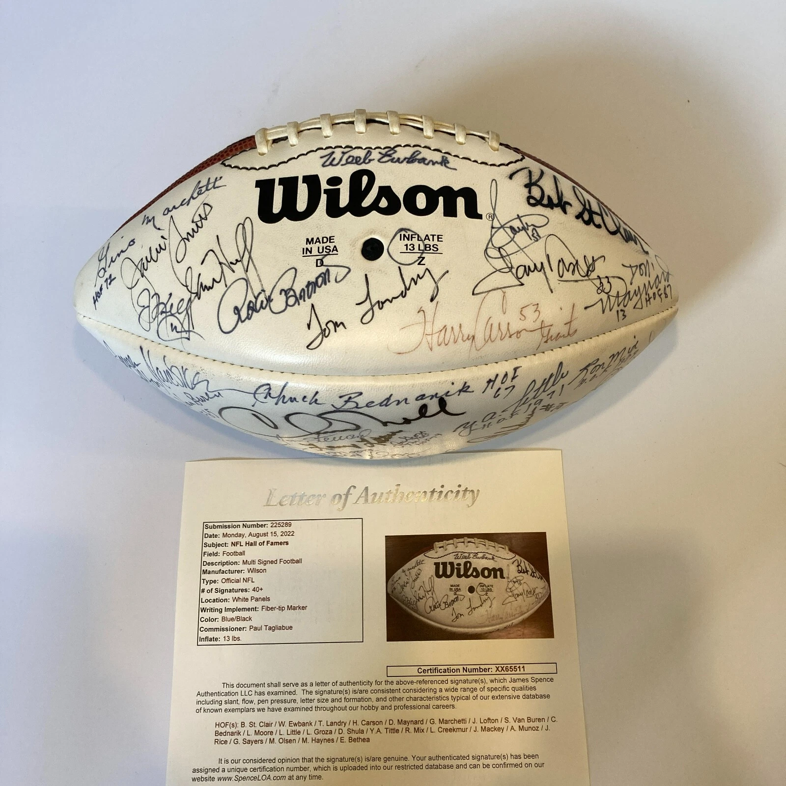 NFL Hall Of Fame Multi Signed Wilson Football 40+ Sigs With Tom Landry ...