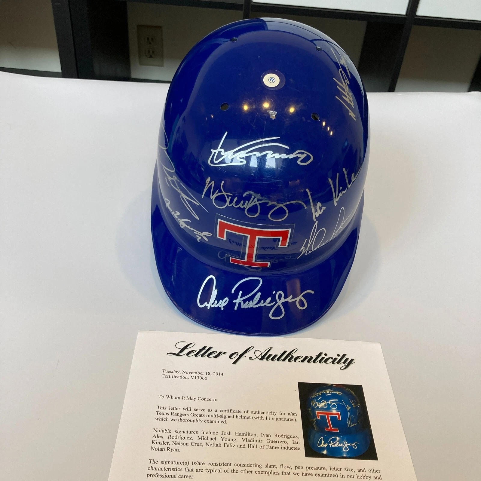 Beautiful Texas Rangers Legends Signed Helmet Nolan Ryan Vladimir ...