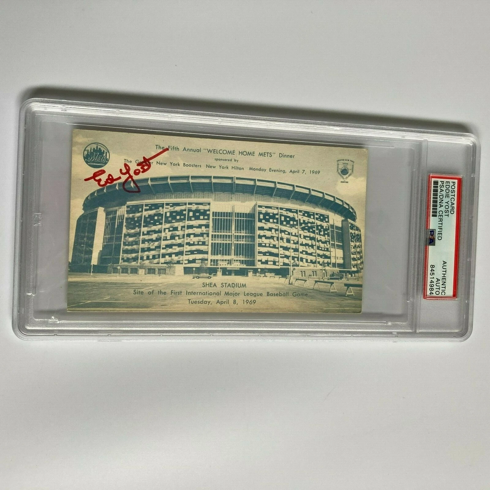 Ed Yost Signed 1969 New York Mets Shea Stadium Postcard PSA DNA RARE ...