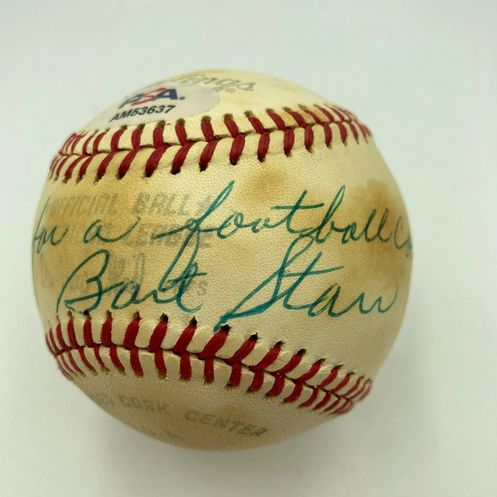 Bart Starr Signed Baseball "This Is Tough To Signed For A Football ...