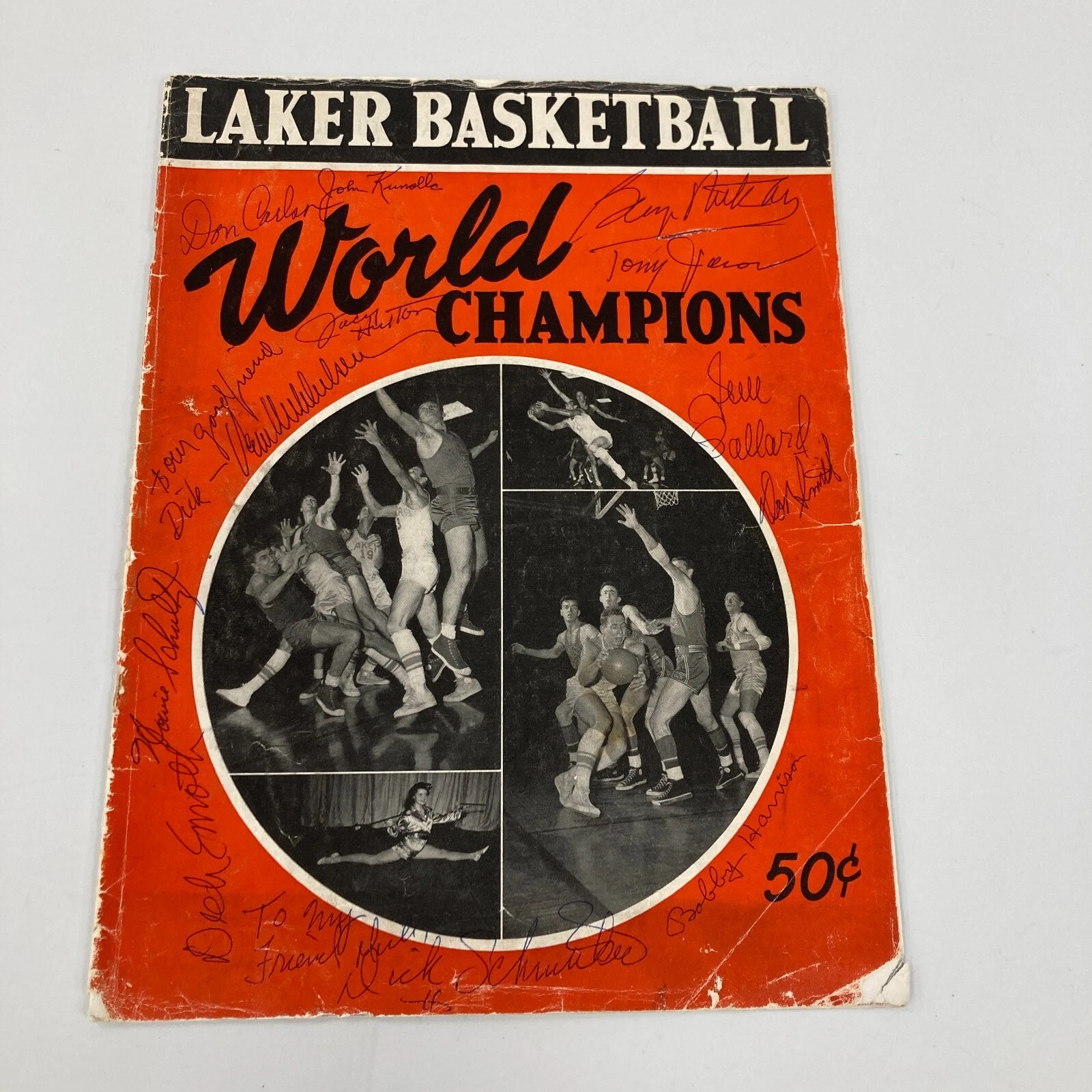 1950 Minneapolis Los Angeles Lakers NBA Champs Team Signed Program JSA ...
