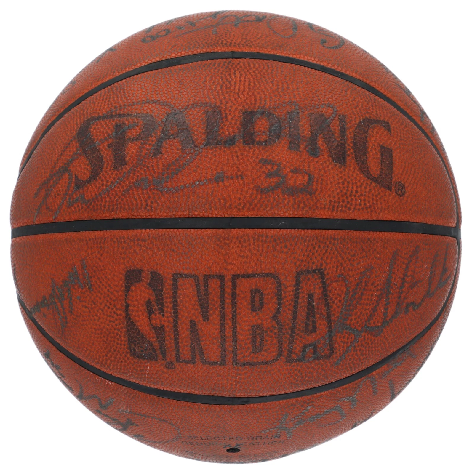 1996-97 Utah Jazz Team Signed Game Used Basketball Karl Malone Beckett ...