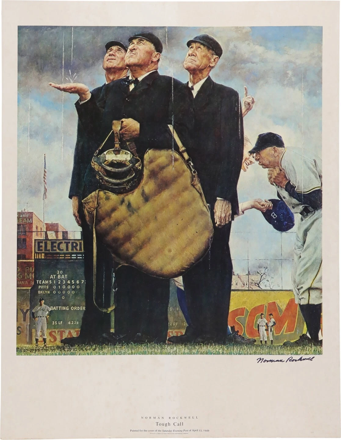 Norman Rockwell "Tough Call" Signed Baseball Lithograph Photo Beckett ...