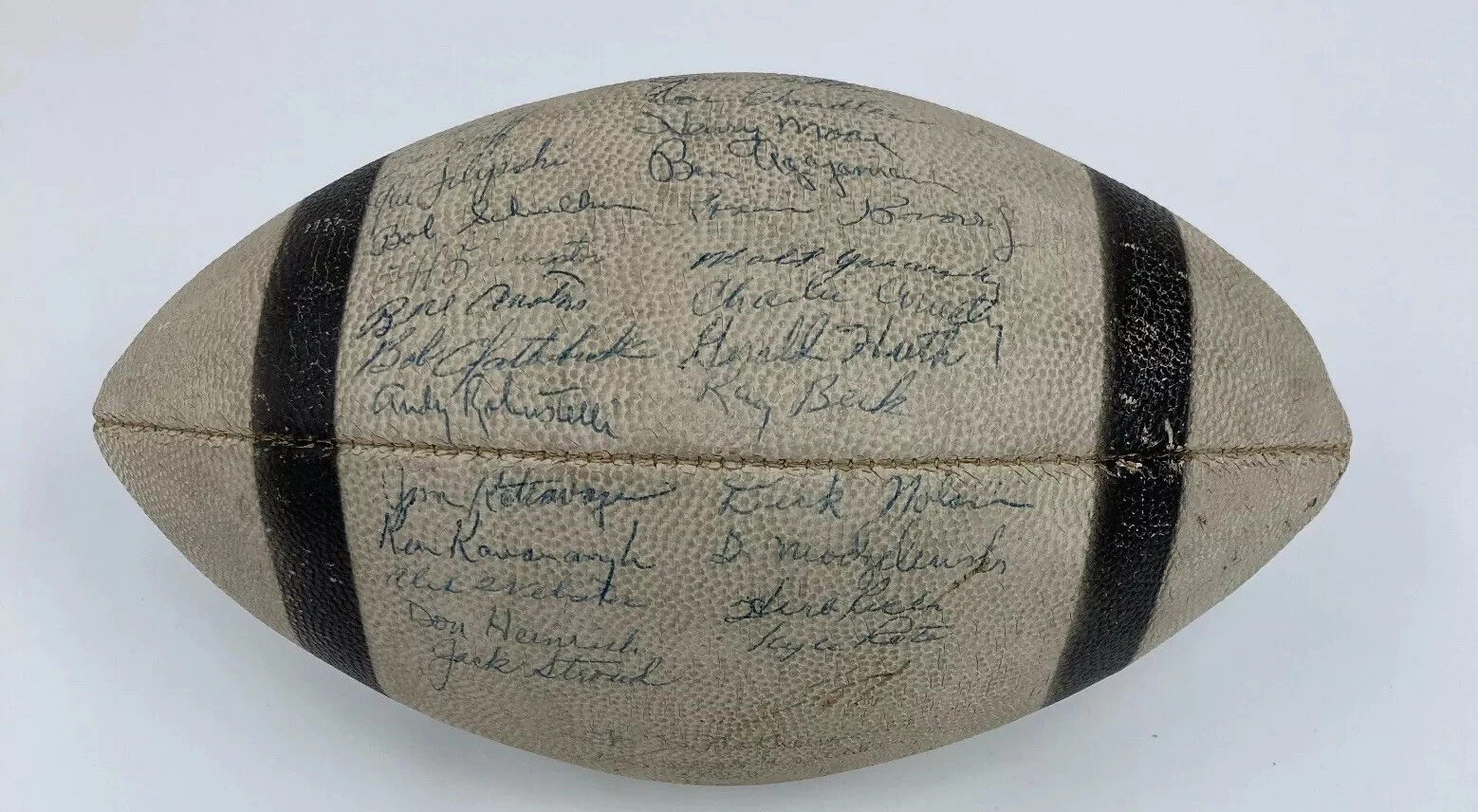 1956 New York Giants NFL Champions Team Signed Football With Mickey ...