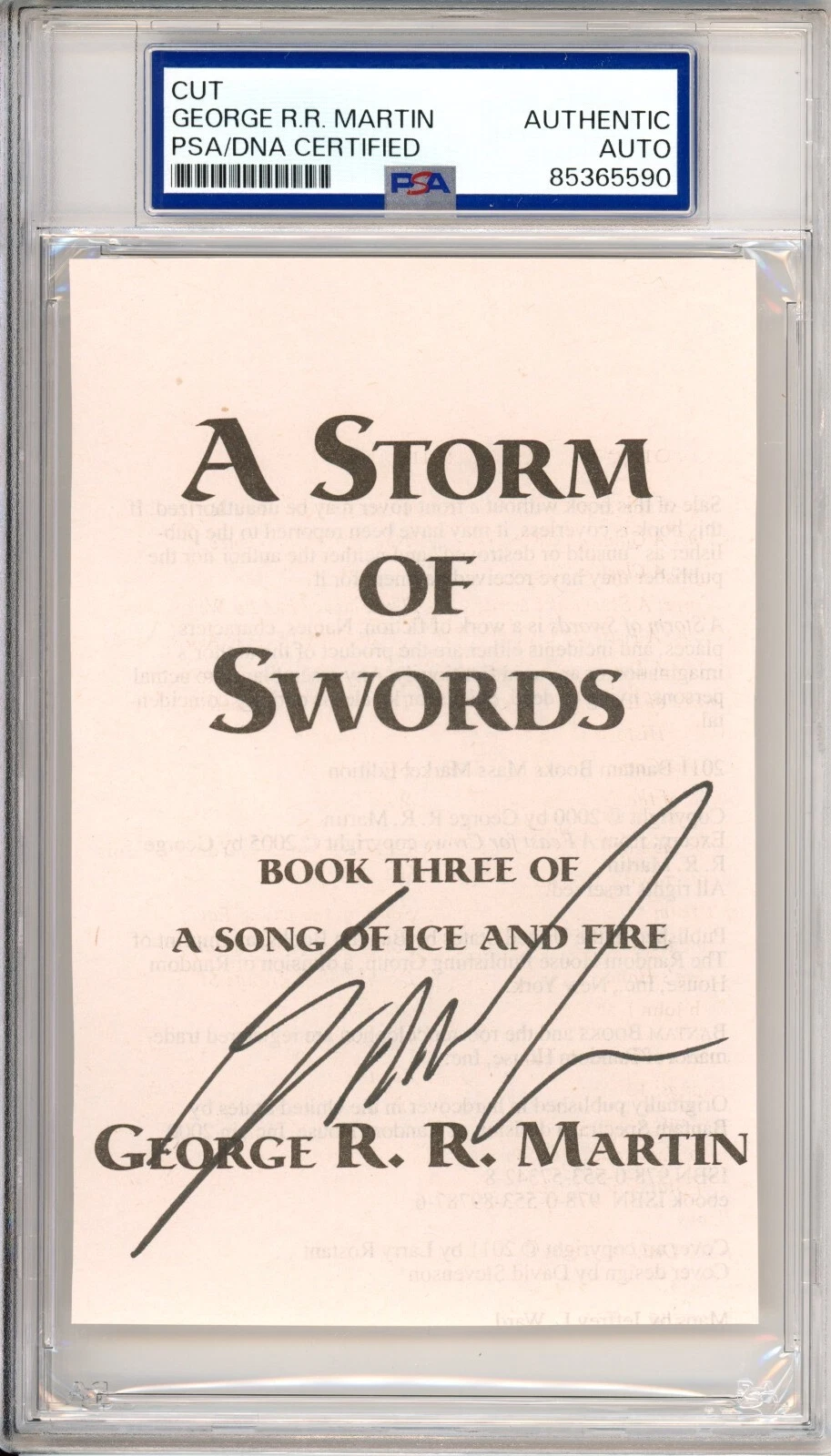 GEORGE RR MARTIN SIGNED GAME OF THRONES A STORM OF SWORDS AUTOGRAPH PSA ...