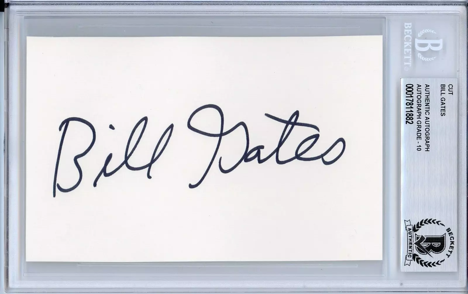SIGNED Bill Gates CUT Microsoft Founder Beckett BAS COA GEM MINT 10 ...
