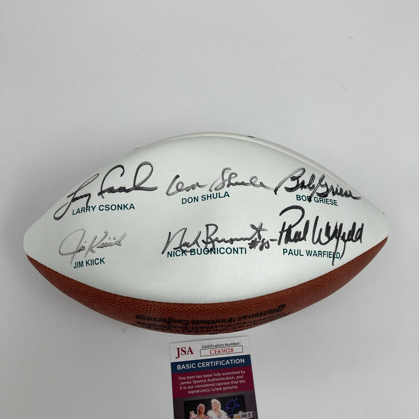 Miami Dolphins HOF Legends Signed Football Don Shula Larry Csonka JSA ...