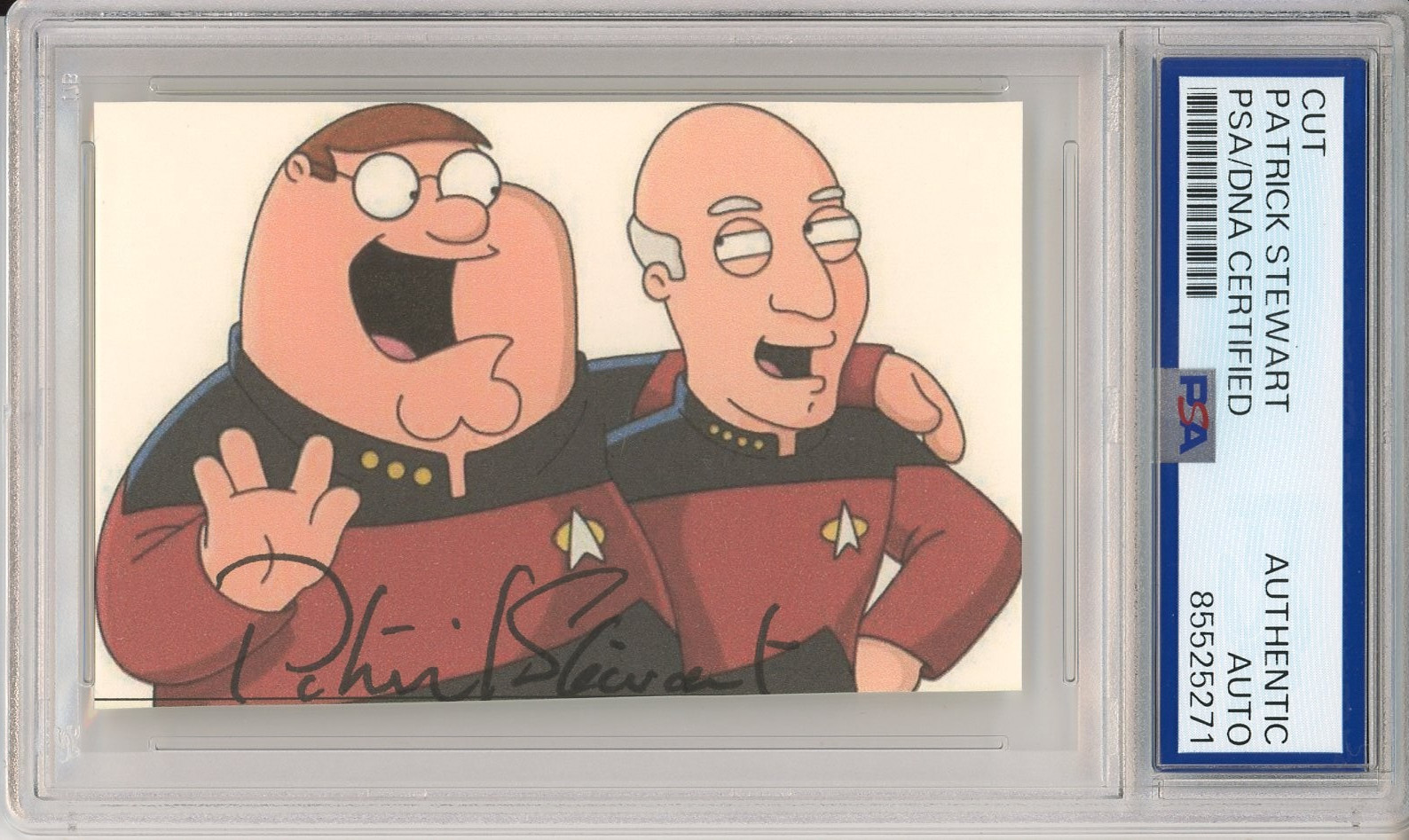 Patrick Stewart SIGNED Star Trek Captain Picard Family Guy PSA DNA COA ...