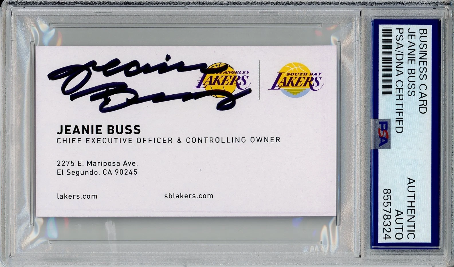 JEANIE BUSS LOS ANGELES LAKERS CEO OWNER SIGNED BUSINESS CARD PSA DNA ...