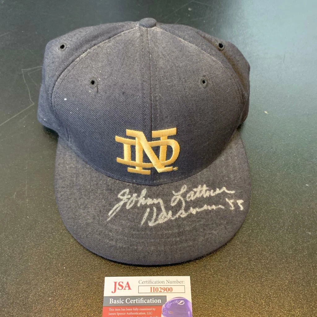 Johnny Lattner Heisman 1953 Signed Notre Dame Fighting Irish Hat JSA ...
